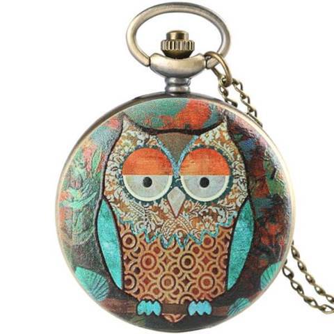 Bronze Pocket Watch Jaded Owl | Vintage Pocket Watch