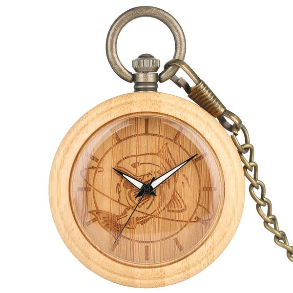 Wooden Pocket Watch Fish | Vintage Pocket Watch
